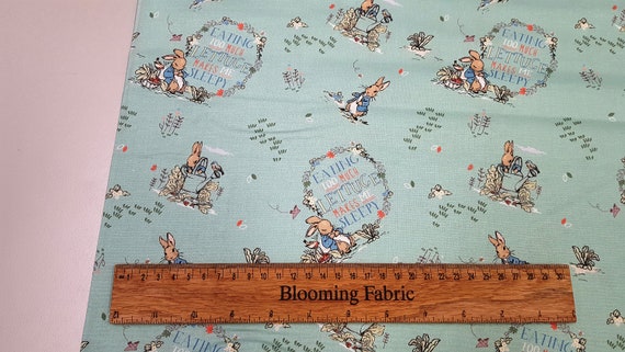 Peter Rabbit Fabric Mint Floral Fabric 100% Cotton Craft and | Etsy