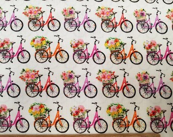 Spoonflower's Ride on Bicycle Fabric Designed by Mint Peony Printed on ...