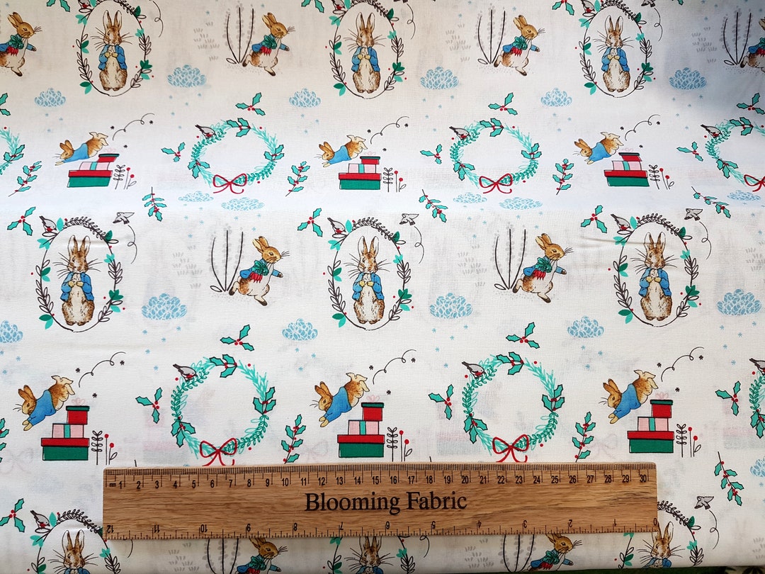 Peter Rabbit Fabric, Christmas Fabric, Bunny Fabric, Critters Fabric ...
