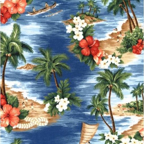 Tropical Fabric River Cotton Palm Tree Fabric Retro Hawaii - Etsy