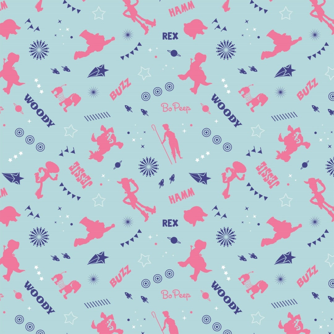 Toy Story Fabric, Disney Cowboy Print, Blue Cotton Quilting - Etsy