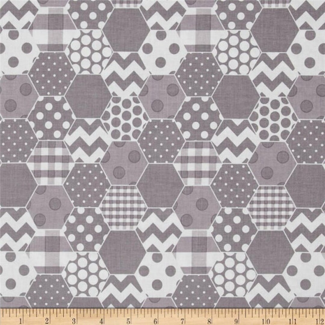 Geometric Fabric, Grey Quilt Look Fabric by Riley Blake, 100% Cotton ...