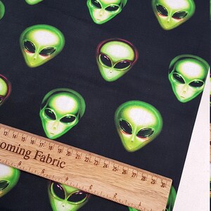 Alien Fabric Area 51 Fabric Alien Heads Fabric Acid Lime - Etsy UK