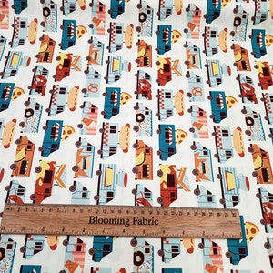 Food Truck Fabric, Fast Food Fabric, Sandwich Shop Fabric 100% Cotton ...