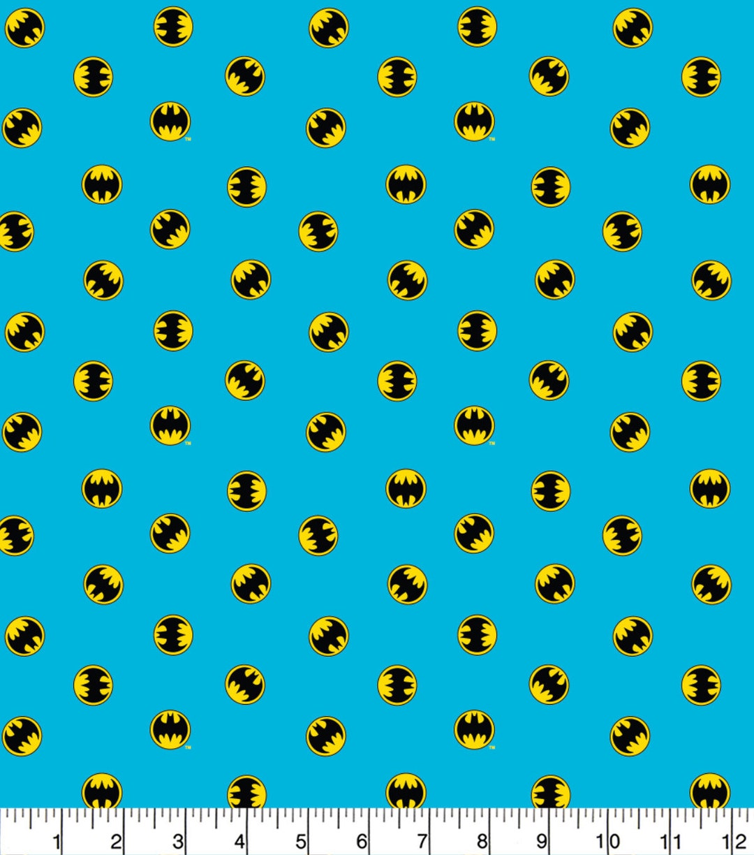Batman Logo on Blue Fabric, 100% Cotton Print, Craft and Clothing ...