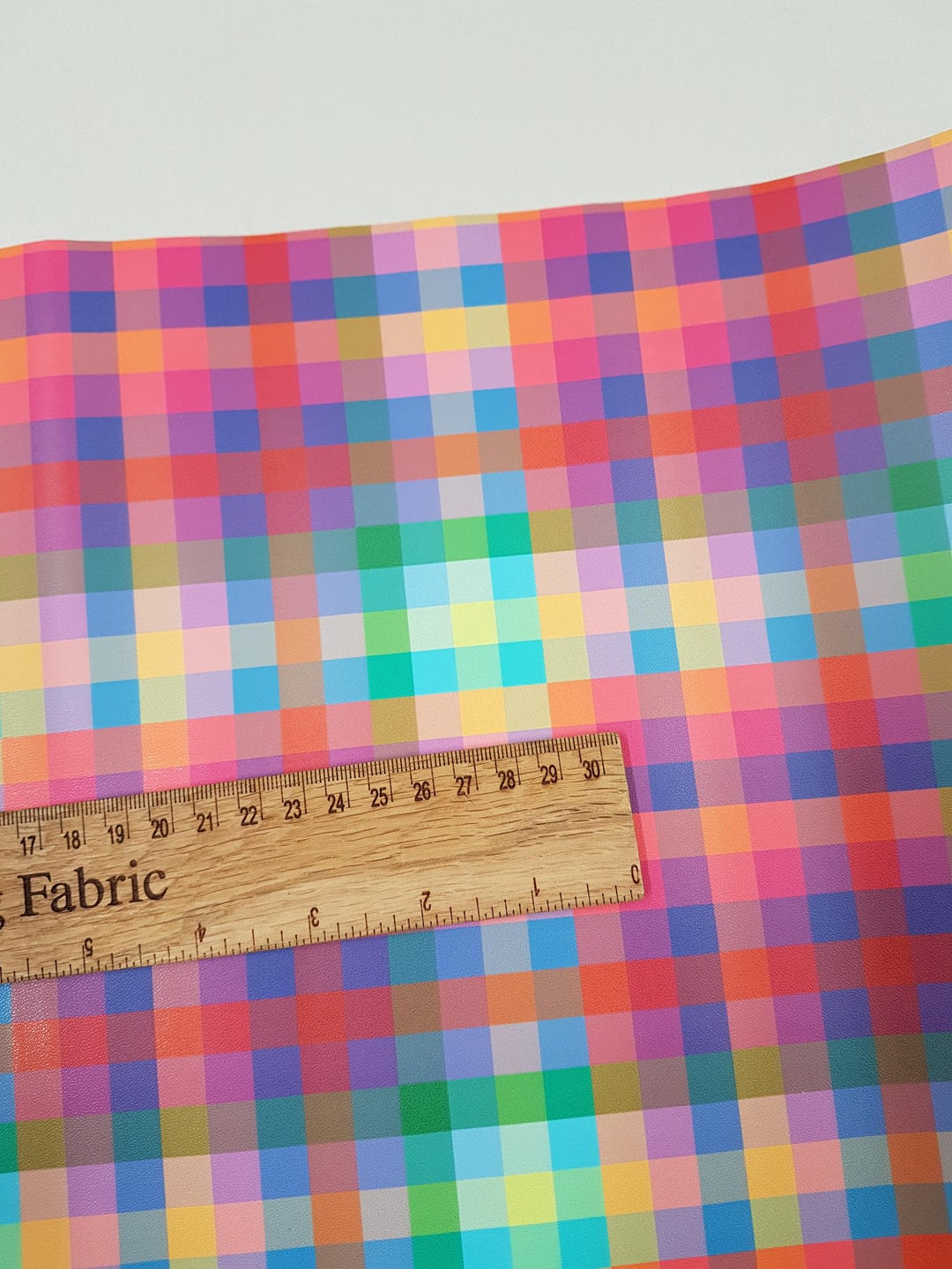 Rainbow Grid Faux Leather, Vinyl Material, PVC Material, Bag Making ...
