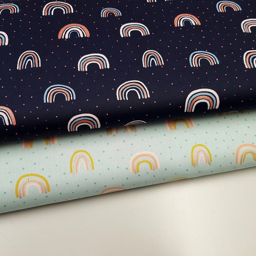 Rainbows in the Sky Rainbow Fabric by the Yard Neutral - Etsy