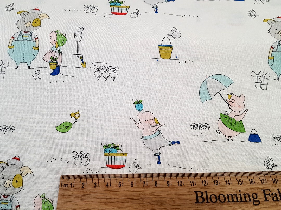 Pig Fabric, Hubert and Sorrel, Riley Blake Fabric 100% Cotton Print ...