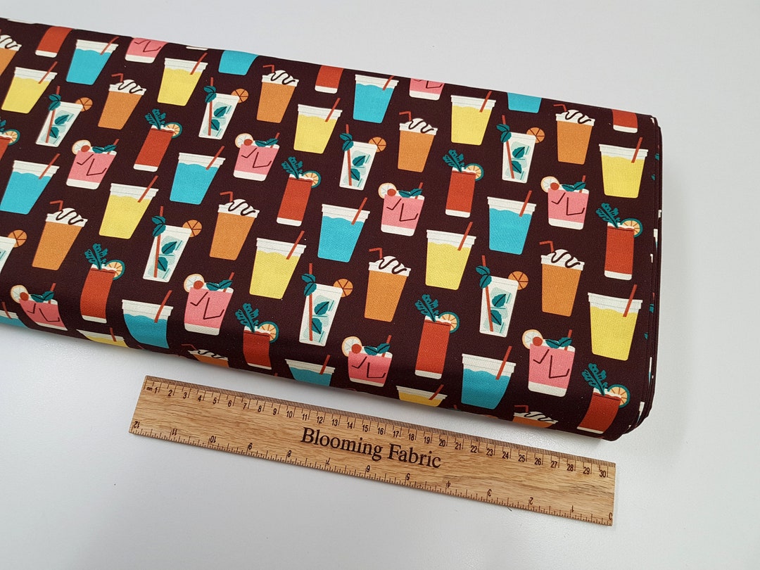 Drinks Fabric, Lemonade Fabric Cocktail Soda 100% Cotton Fabric, Summer ...