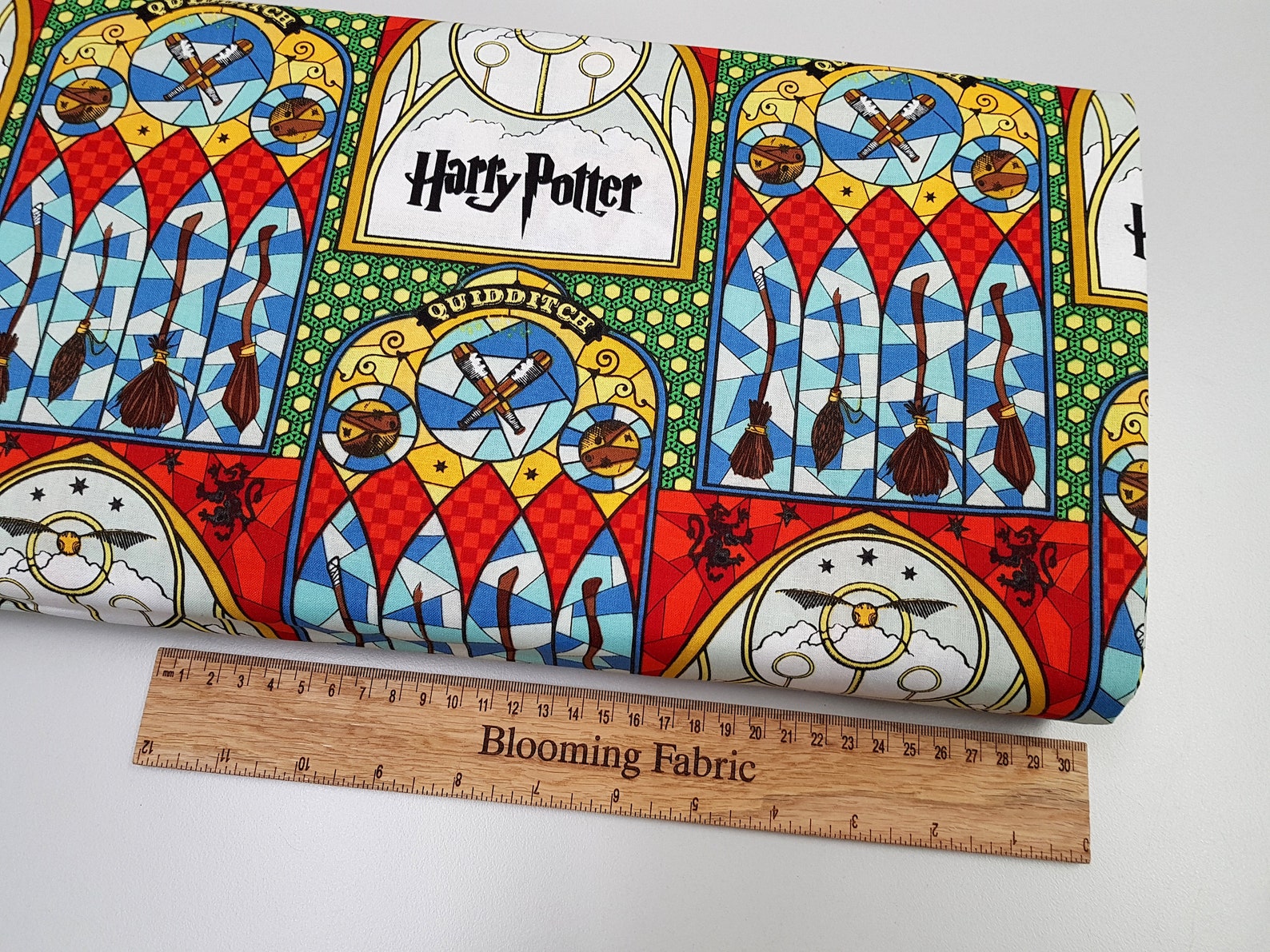 Harry Potter Fabric Hogwarts Fabric Mosaic Window Art Broom - Etsy