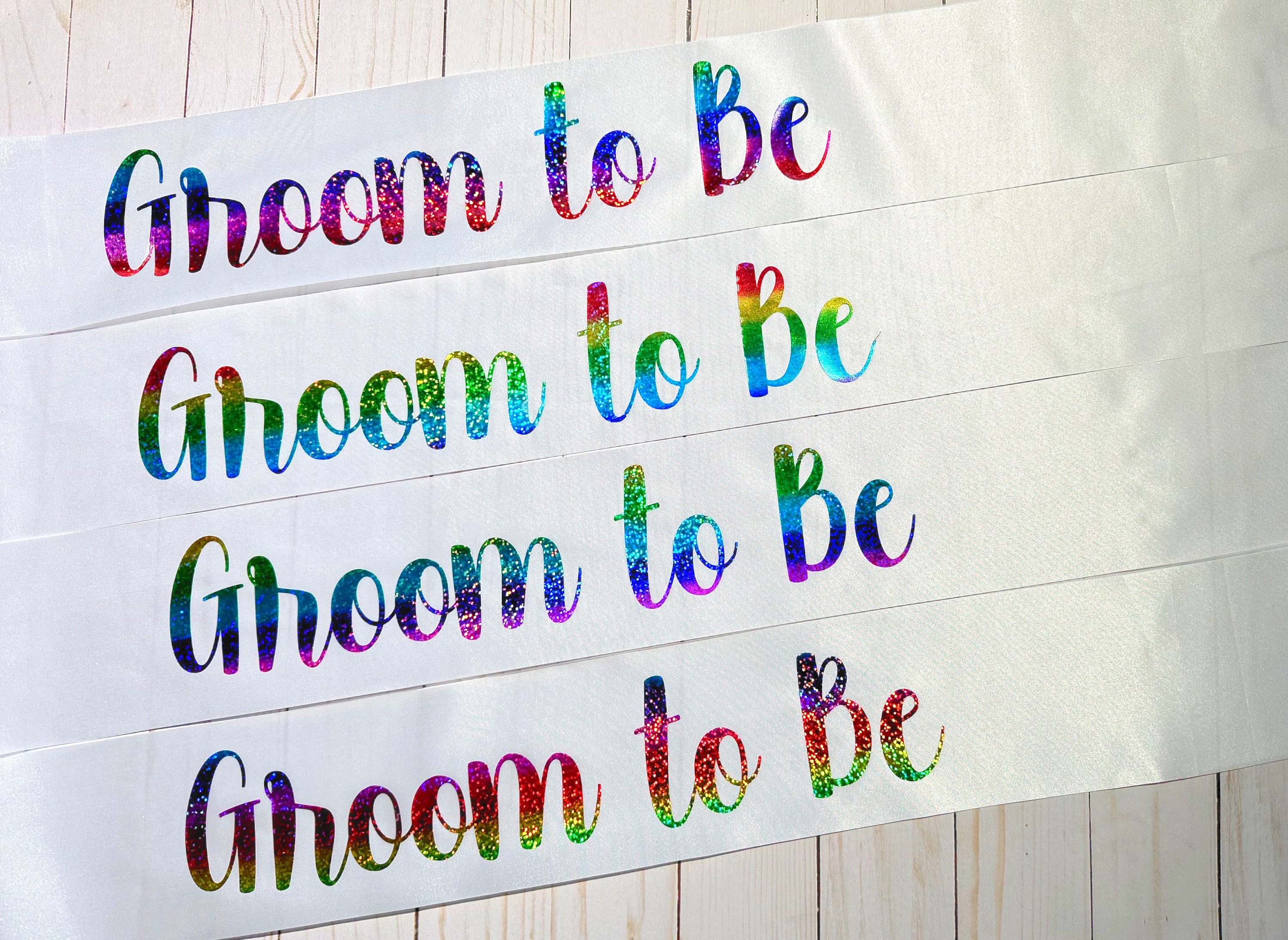 Groom to Be Rainbow White Sash Wedding LGBTQ Sash Bachelor Party Gift ...
