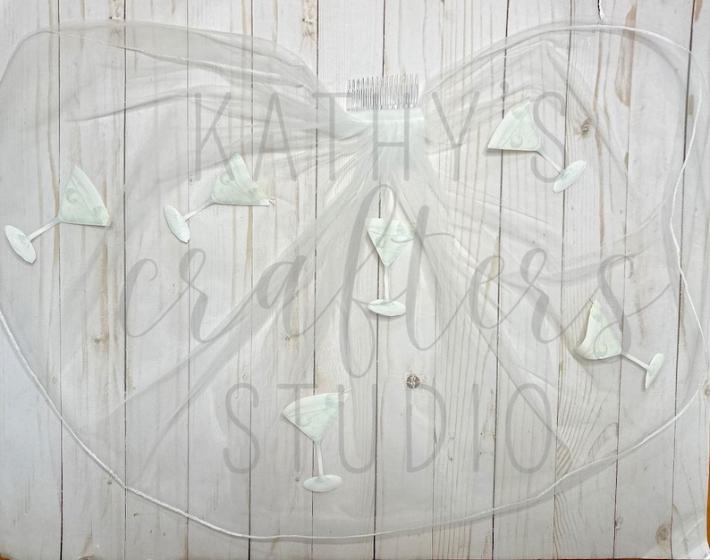 Bride Printed Martini Veil | Bride to Be Bridal Veil | Bachelorette ...