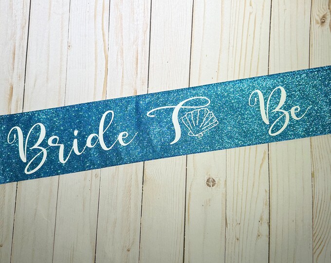 Bride to Be Glitter Seashell Sash | Bridal Sash | Tropical Wedding ...