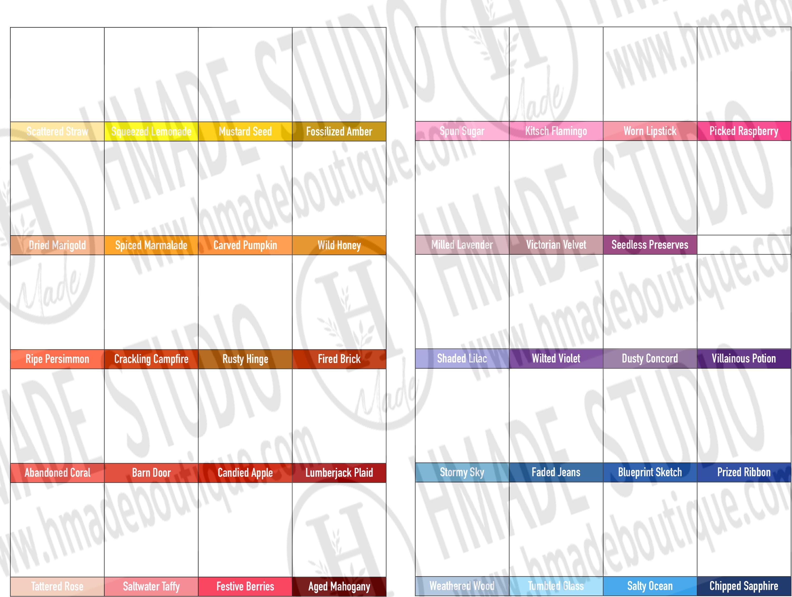 Digital File-distress Oxide Ink Chart for Ink Blending Tool Domed Foam ...