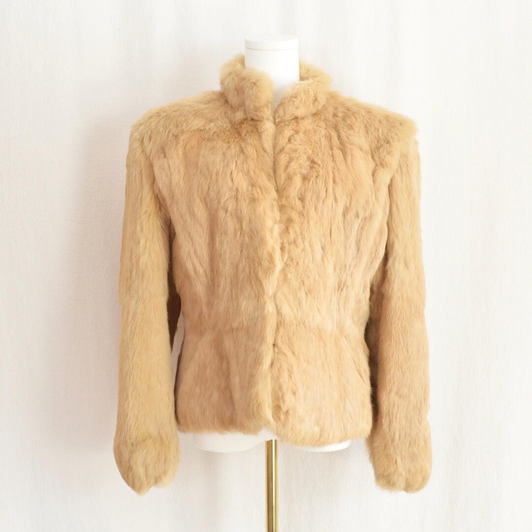 100% Rabbit Fur Vintage Camel Tan Cropped Coat - Etsy