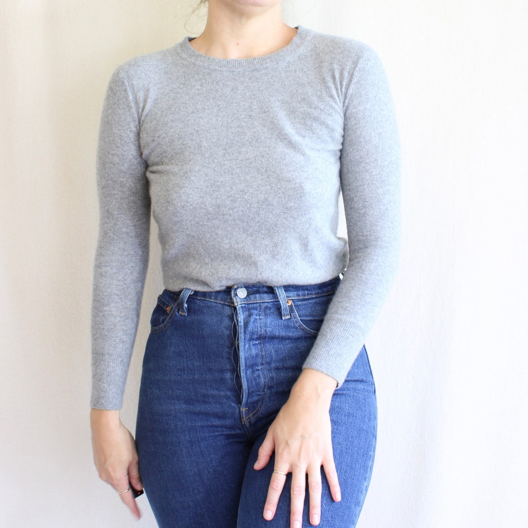 Soft Heather Gray Merino Wool Crew Neck Sweater - Etsy