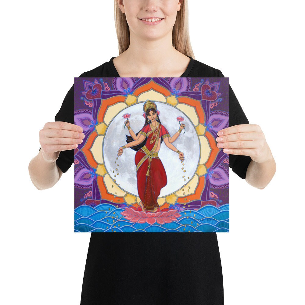 Goddess Lakshmi Print, Choose From 10x10 12x12 14x14 16x16 18x18, Open ...