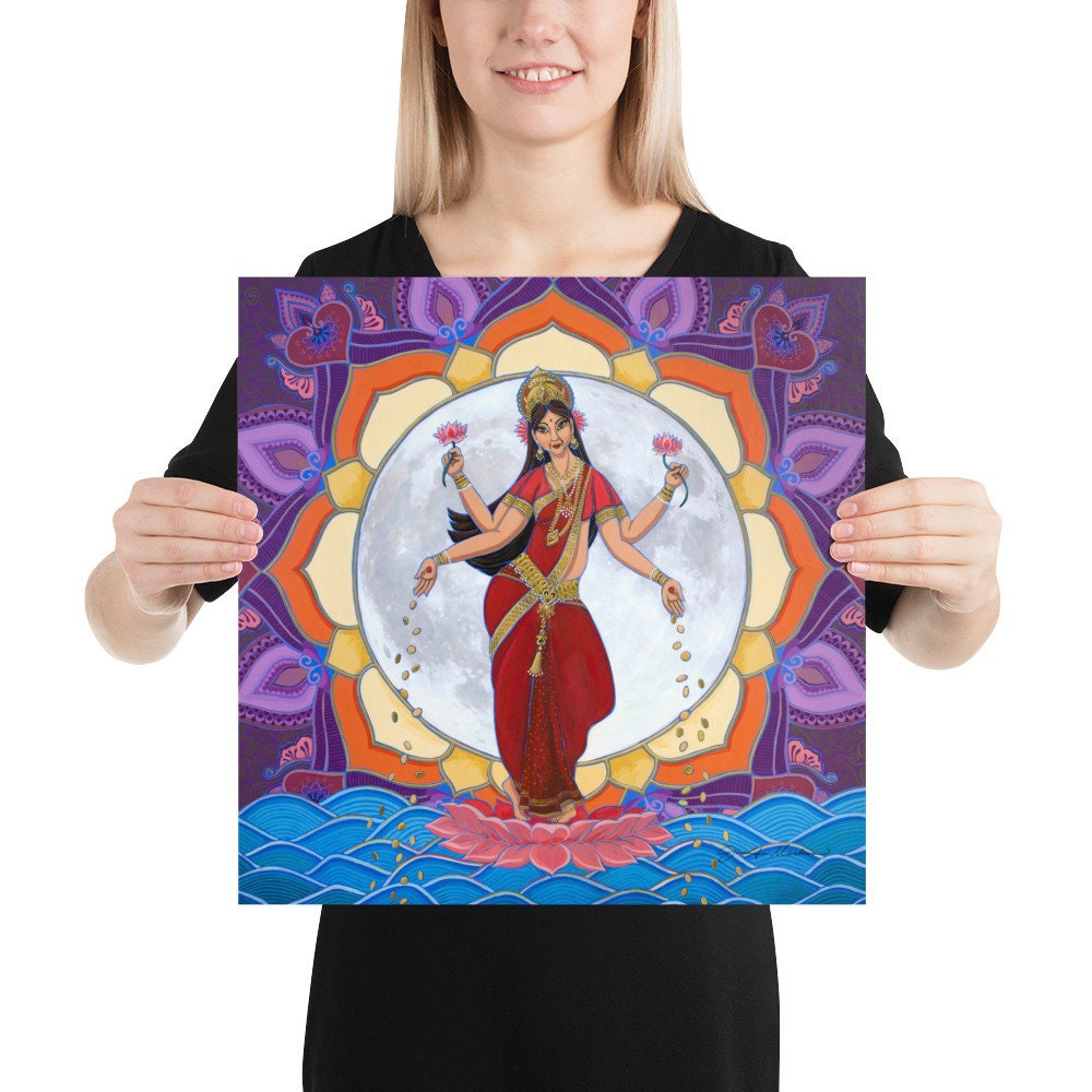 Goddess Lakshmi Print, Choose From 10x10 12x12 14x14 16x16 18x18, Open ...