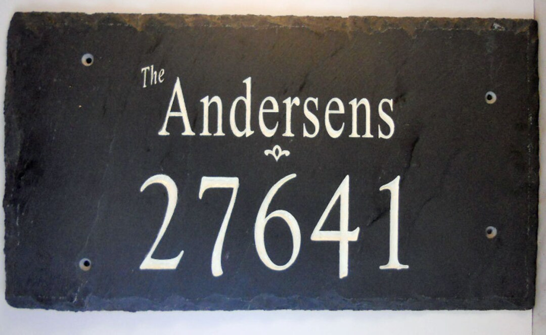 Engraved Recycled Roof Slate House Sign, Slate Business Sign, Custom ...