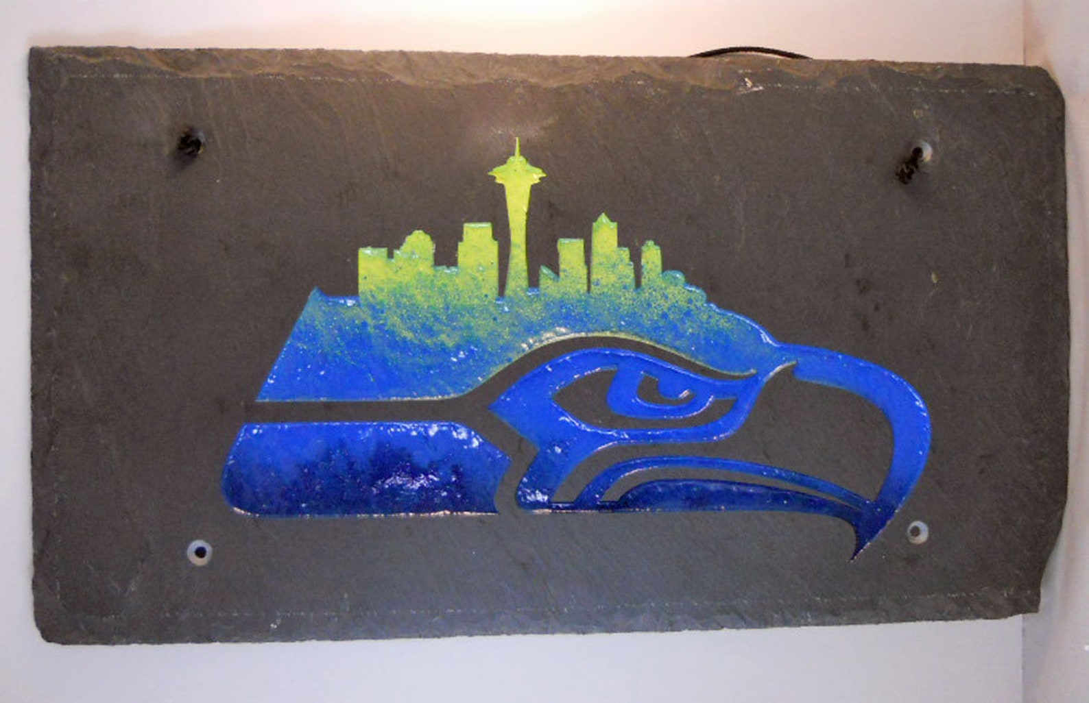 Seattle Seahawks "hawkscape" Engraved Rock and Slate / Free Shipping - Etsy