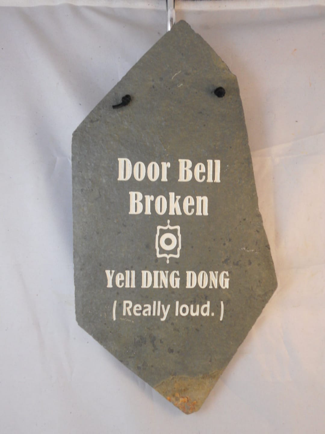 Sign: "door Bell Broken..." Handmade Slate Plaque, House Entry Sign ...