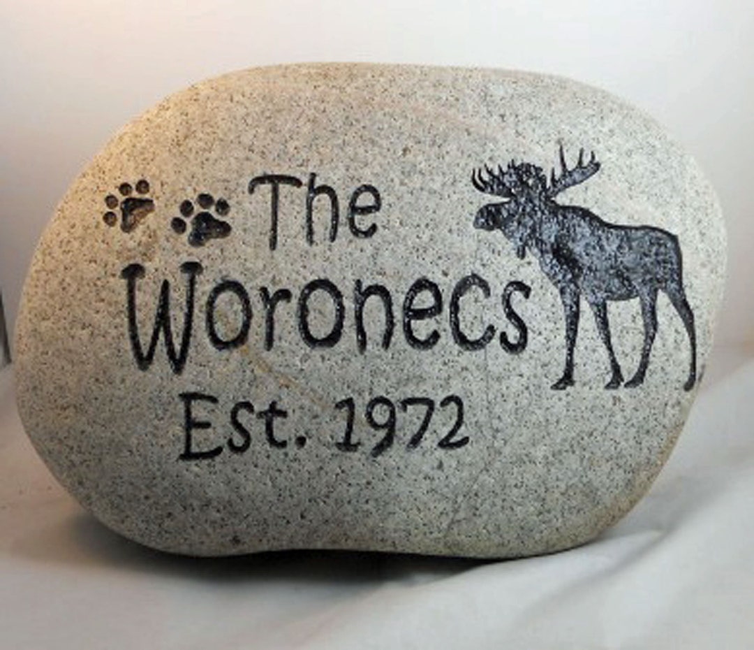 Custom Yard Sign, Large or X-large Engraved River Rock, Personalized ...