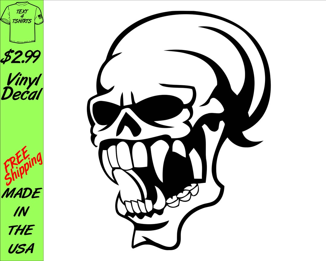 Skull Vinyl Decal Any Smooth Surface Wall,glass,mirror Sticker Auto ...