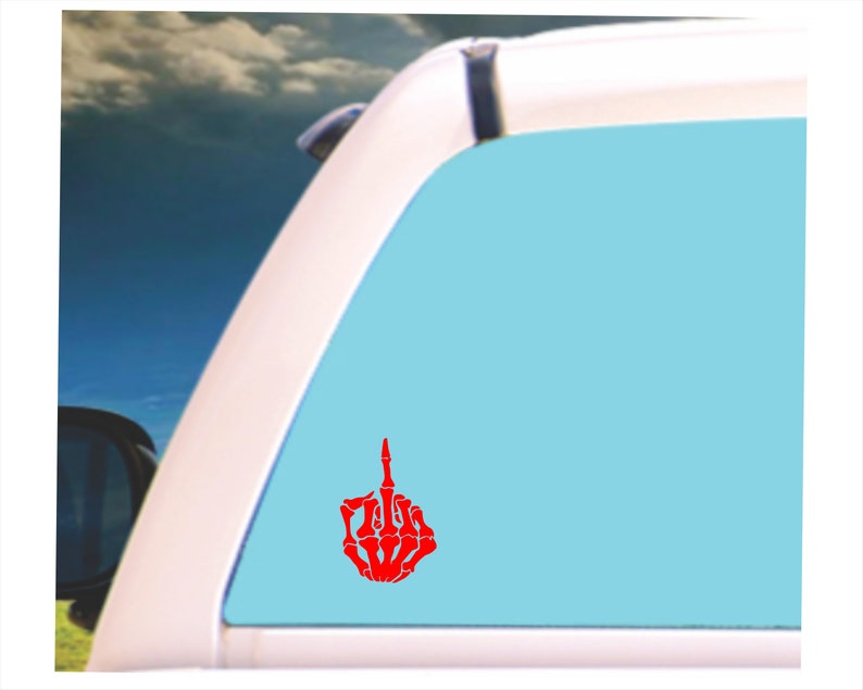 Skeleton Flipping the Bird Middle Finger Halloween Vinyl Decal Any ...