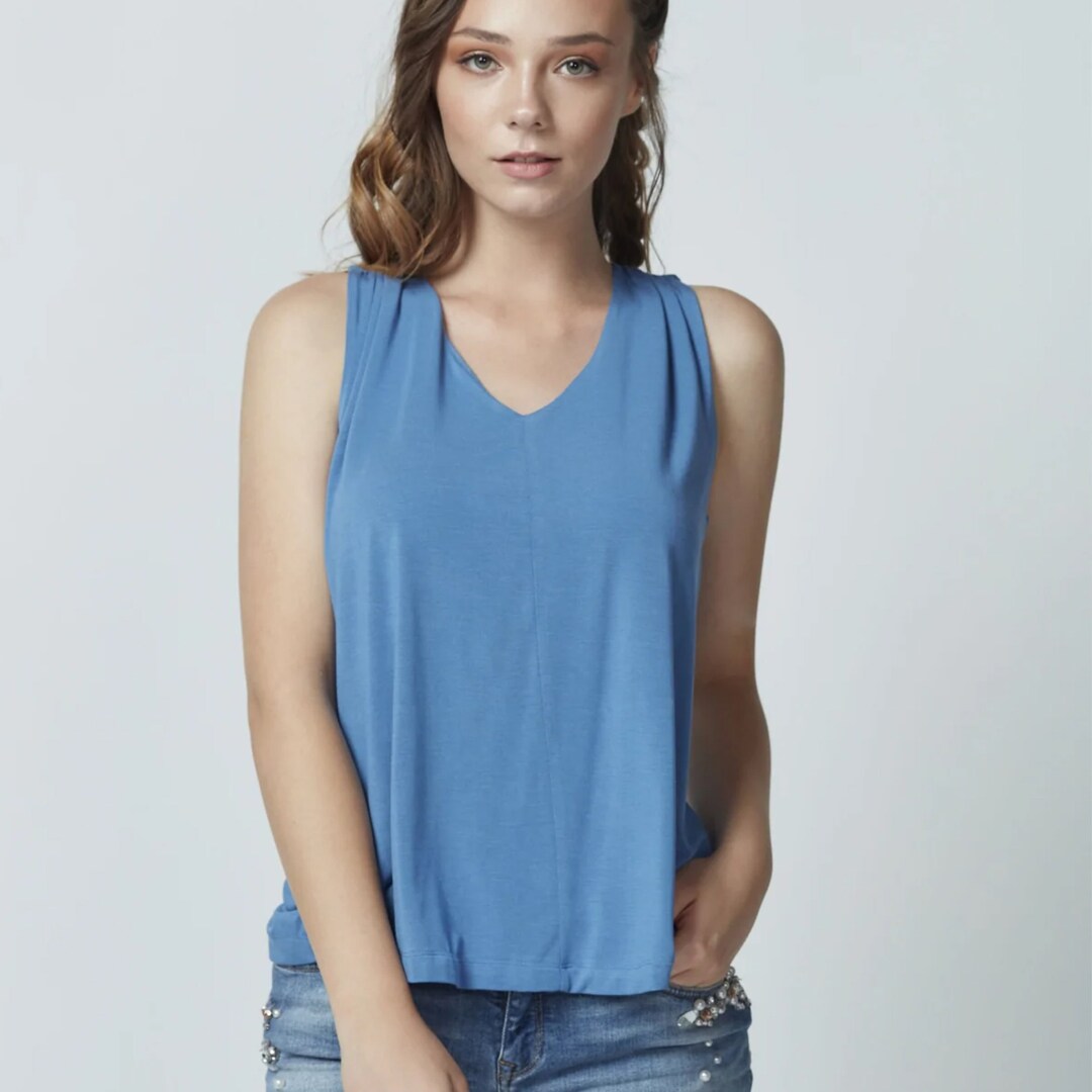 Hannah Micromodal Jersey Top Blue - Etsy