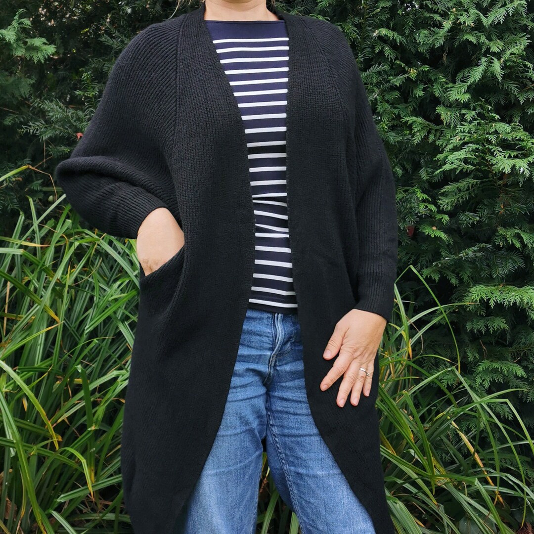 Brixton Ribbed Knit Batwing Cardigan Black - Etsy