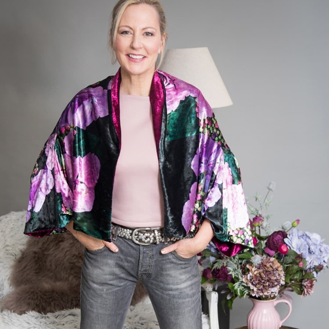 Velvet Print Kimono Jacket - Hydrangea - Etsy