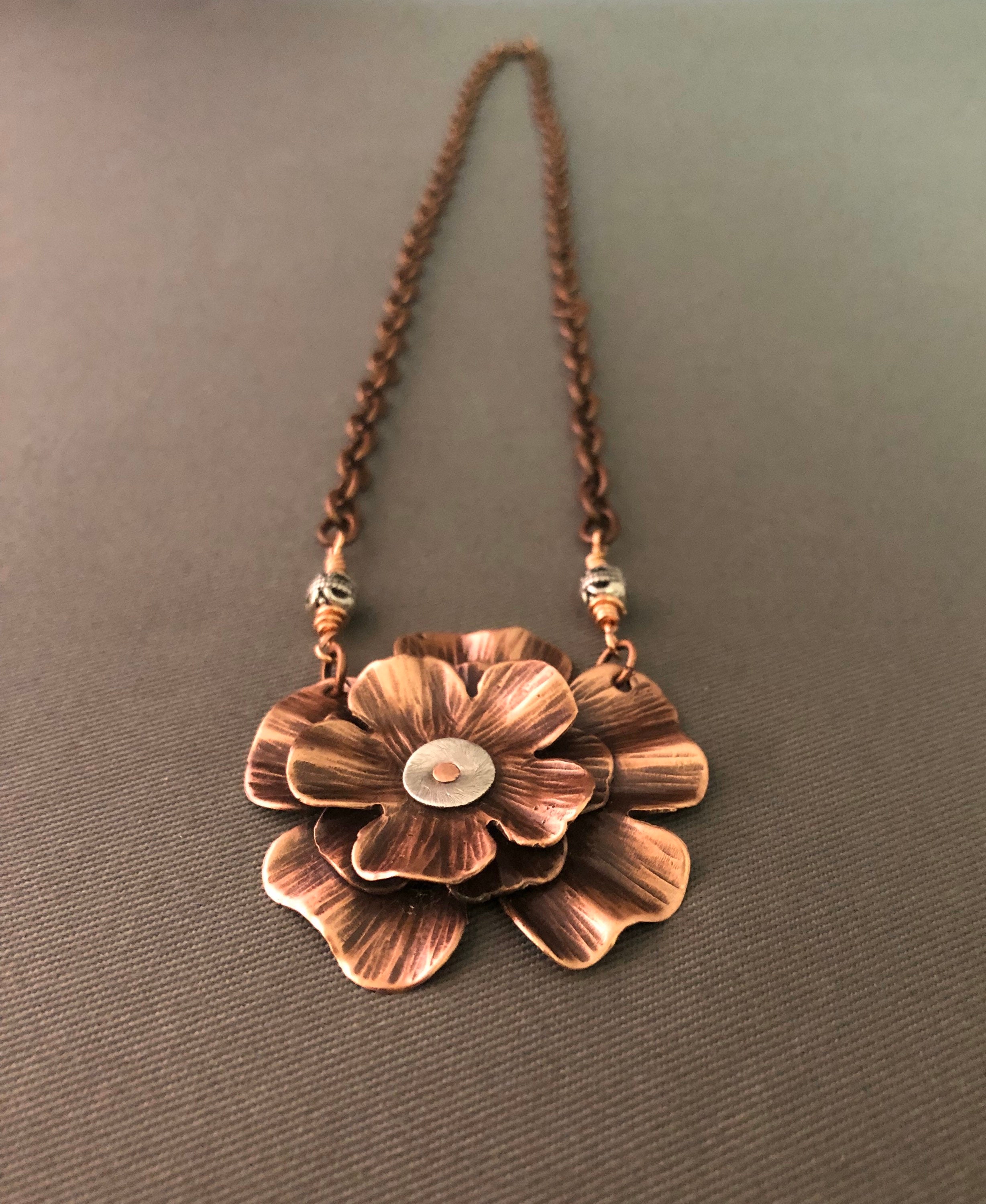 Copper Flower Necklace - Etsy