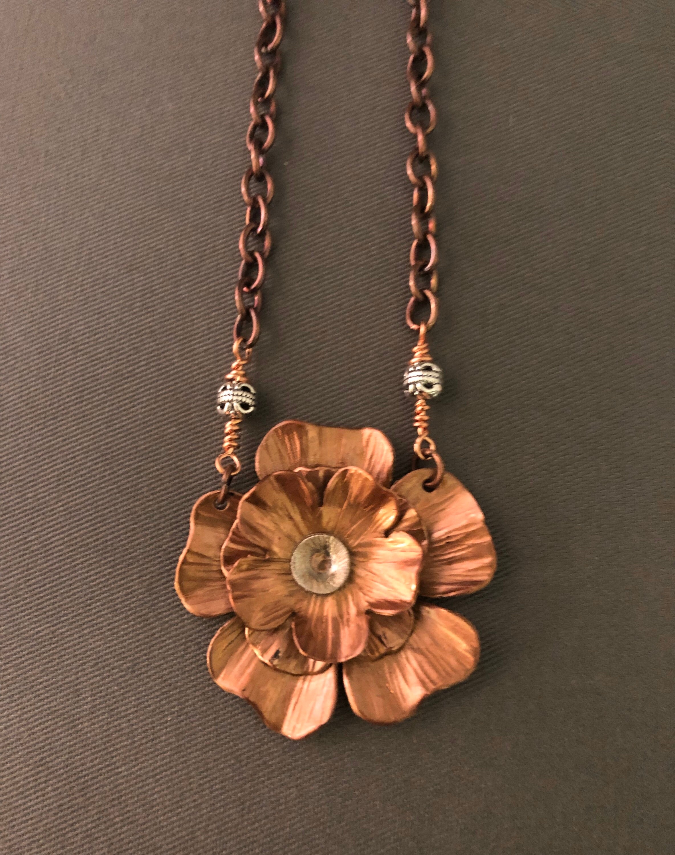 Copper Flower Necklace - Etsy