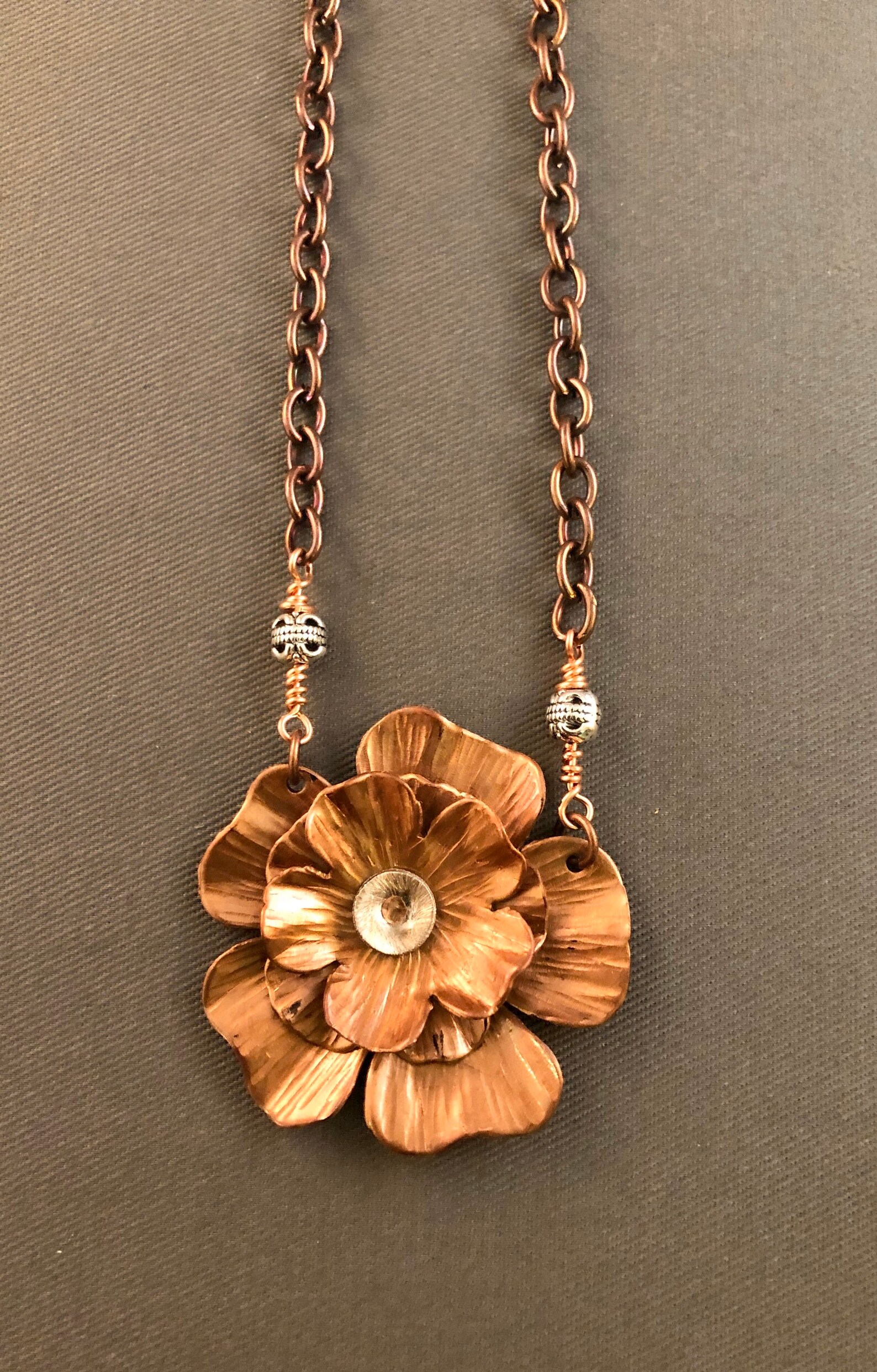 Copper Flower Necklace - Etsy