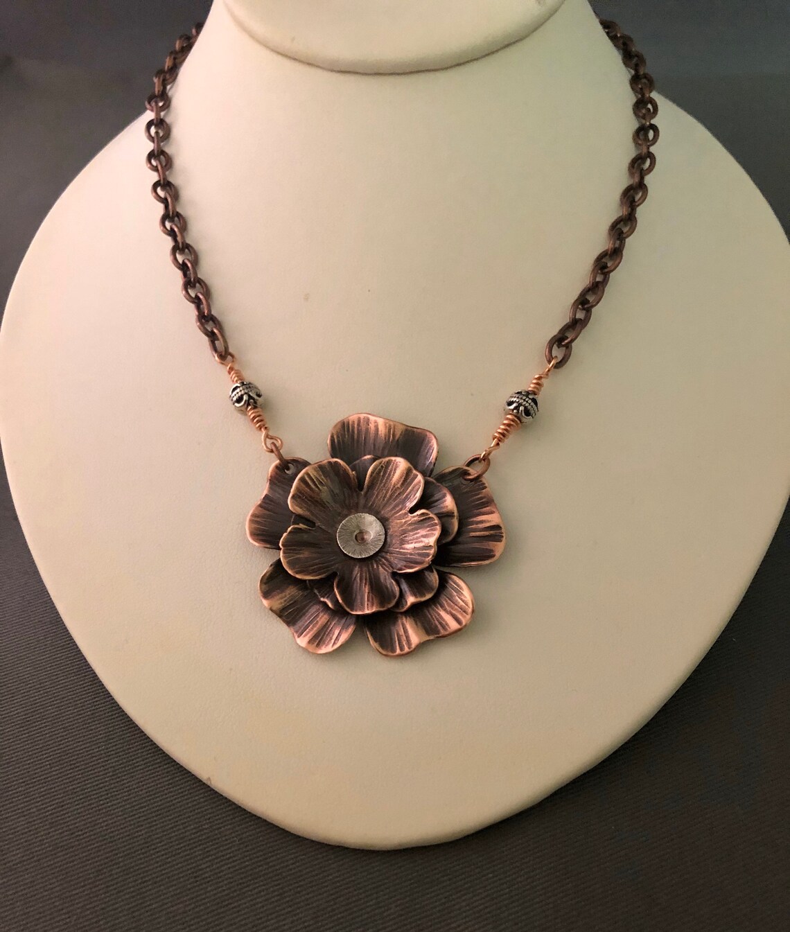 Copper Flower Necklace - Etsy