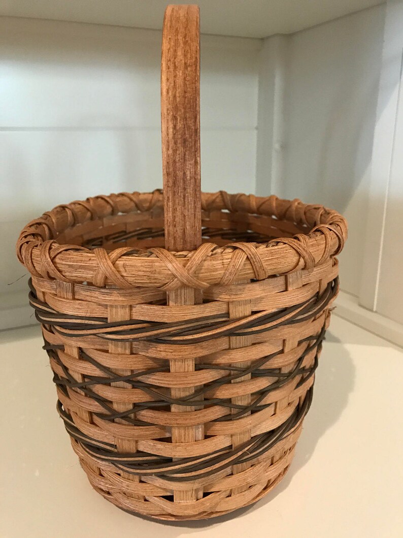 Handwoven Handled Basket With Hunter Green Embellishments - Etsy