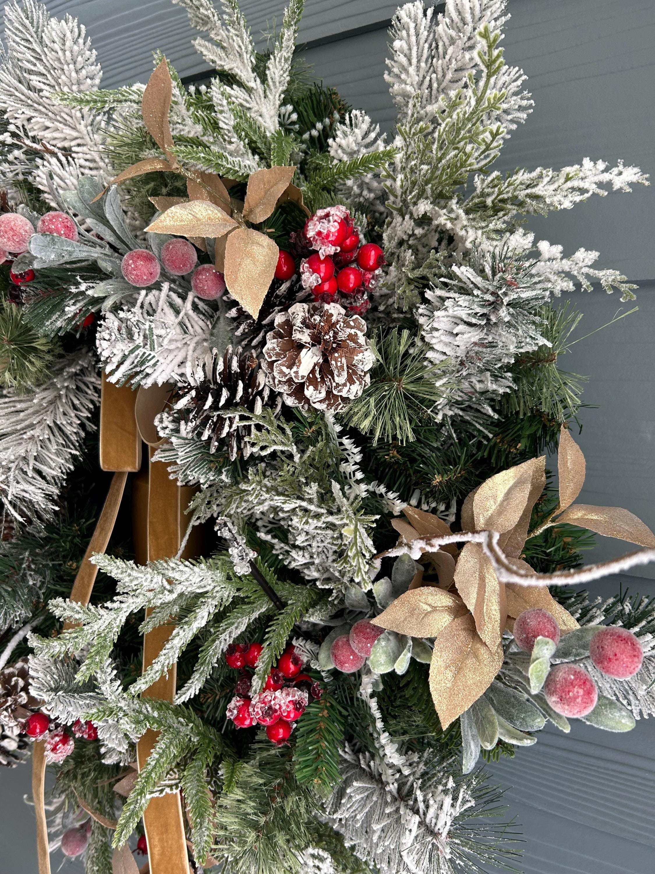 Grapevine Christmas Wreath Winter Door Decoration Holiday Berry ...