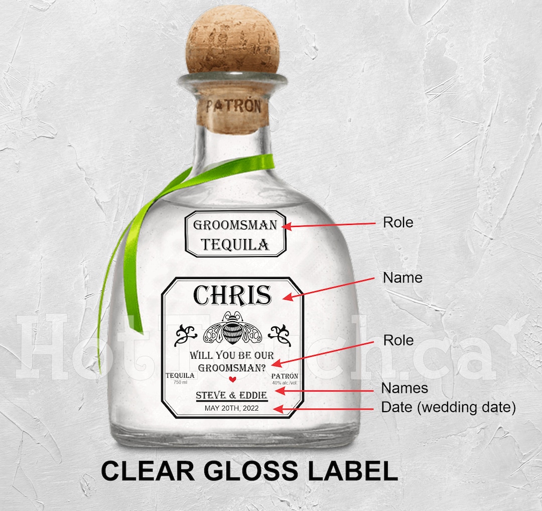 Tequila Label Custom Patron Label Groomsman Tequila Custom - Etsy