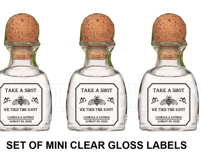 Take a Shot We Tied the Knot, Wedding Favour, Wedding Mini Patron Label ...