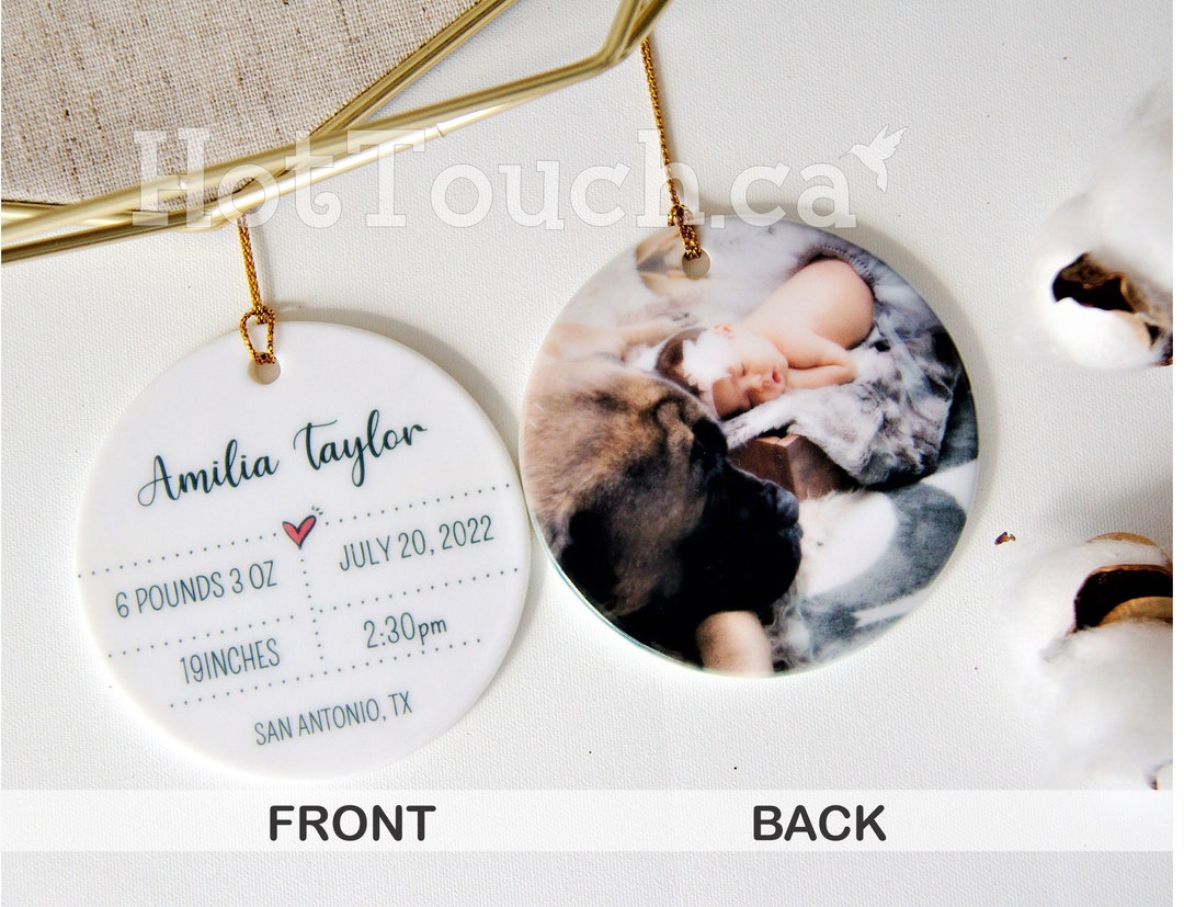 New Baby Birth Stats Keepsake, Baby Photo Ornament, New Mommy Gift ...