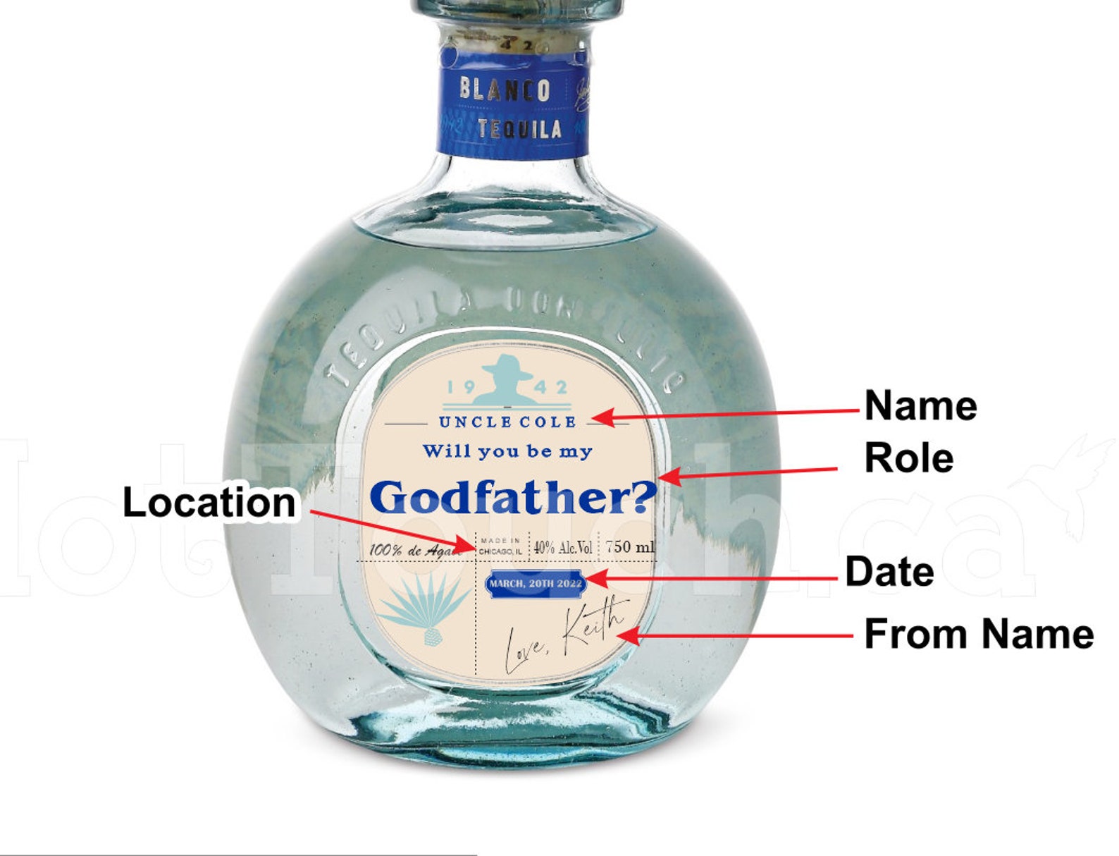 Tequila Label Custom Blue Tequila Label Tequila Custom | Etsy