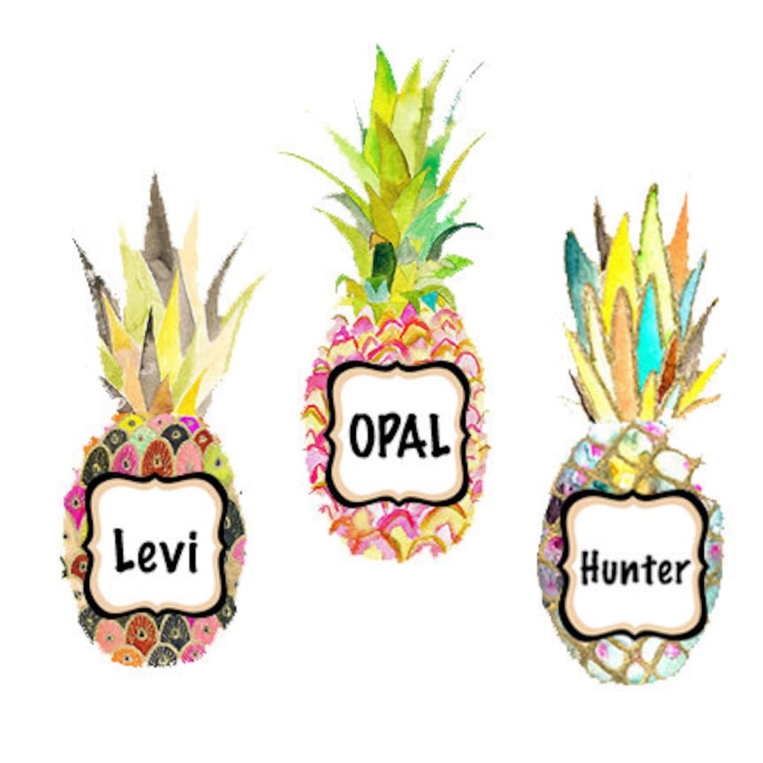Pineapple School Name Tags - Etsy