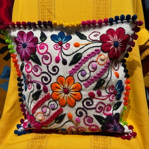 Exquisite Peruvian Embroidered Pillow Case: Vibrant Handcrafted Textile ...