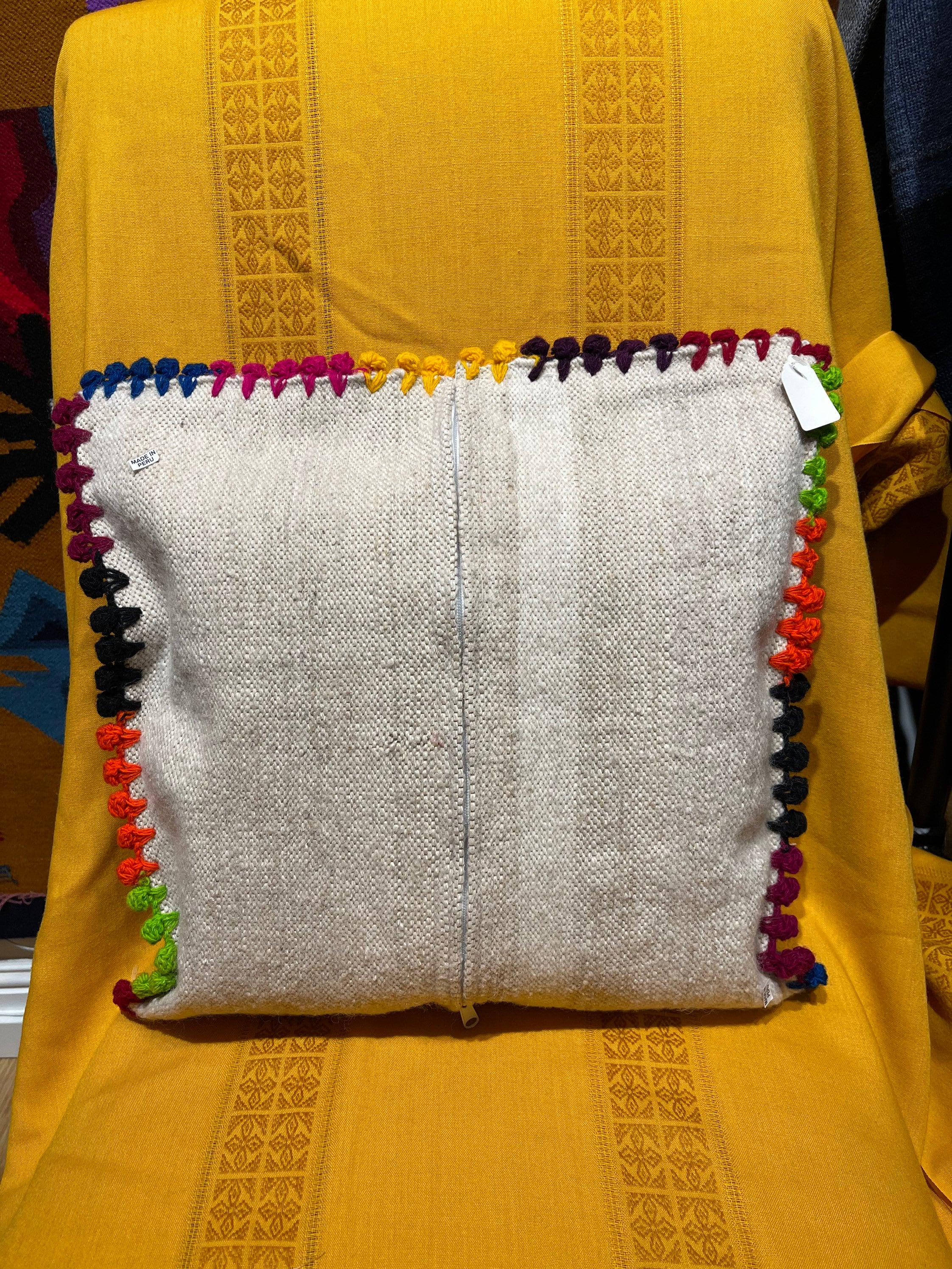 Exquisite Peruvian Embroidered Pillow Case: Vibrant Handcrafted Textile ...