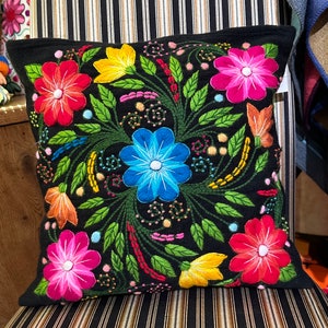 Exquisite Peruvian Embroidered Pillow Case: Vibrant Handcrafted Textile ...