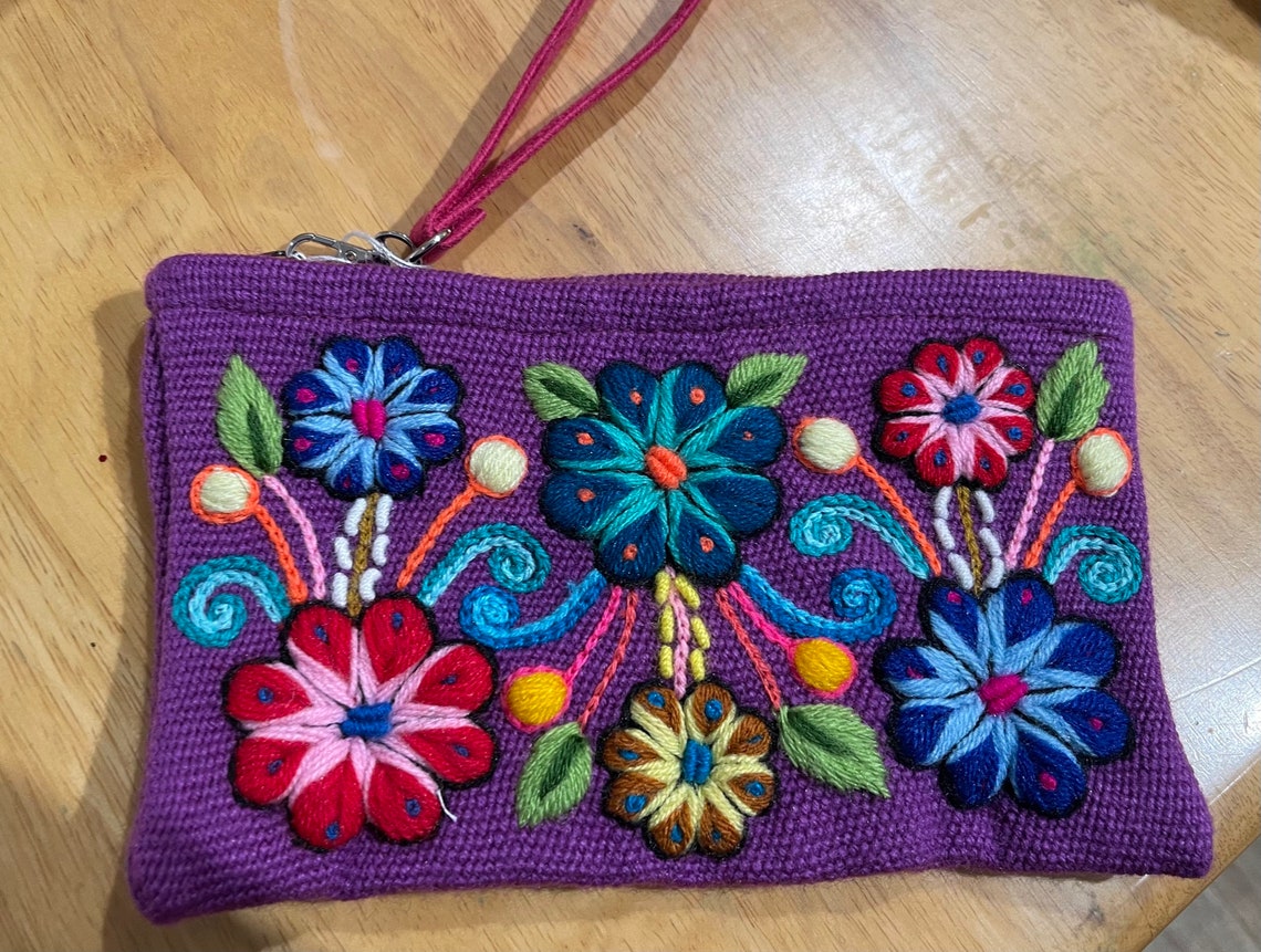 Vibrant Peruvian Boho Embroidered Pouch Bag: Unique and Colorful ...