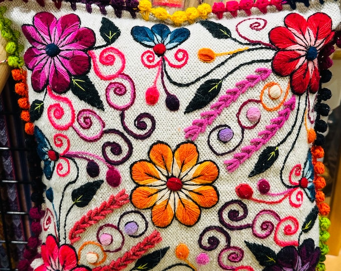 Exquisite Peruvian Embroidered Pillow Case: Vibrant Handcrafted Textile ...