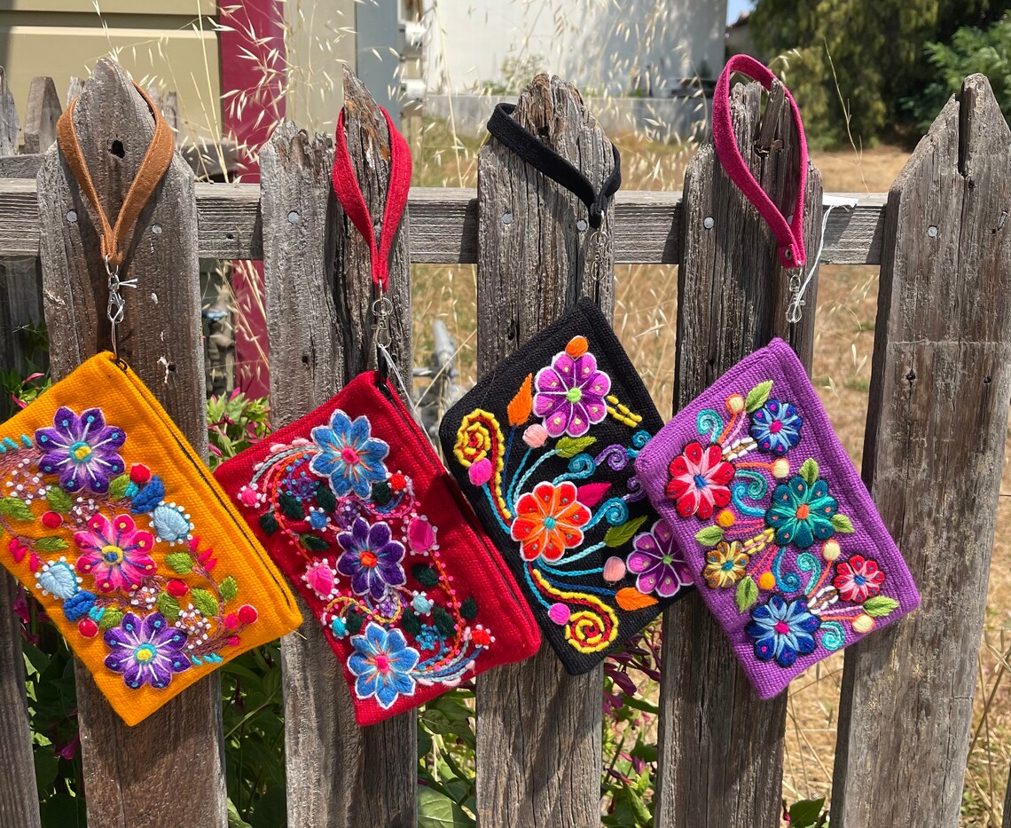Vibrant Peruvian Boho Embroidered Pouch Bag: Unique and Colorful ...