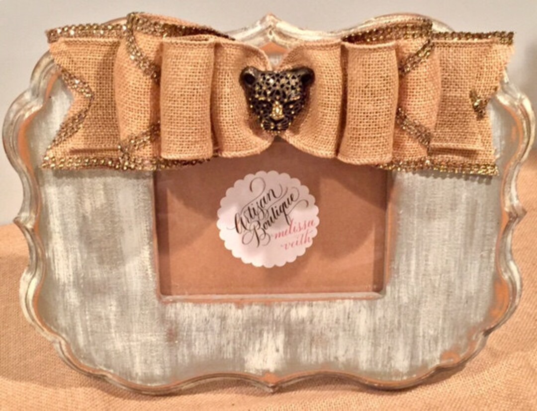 The "bronze Cheetah" Frame/handmade Frame/frame With Bow/embellished ...
