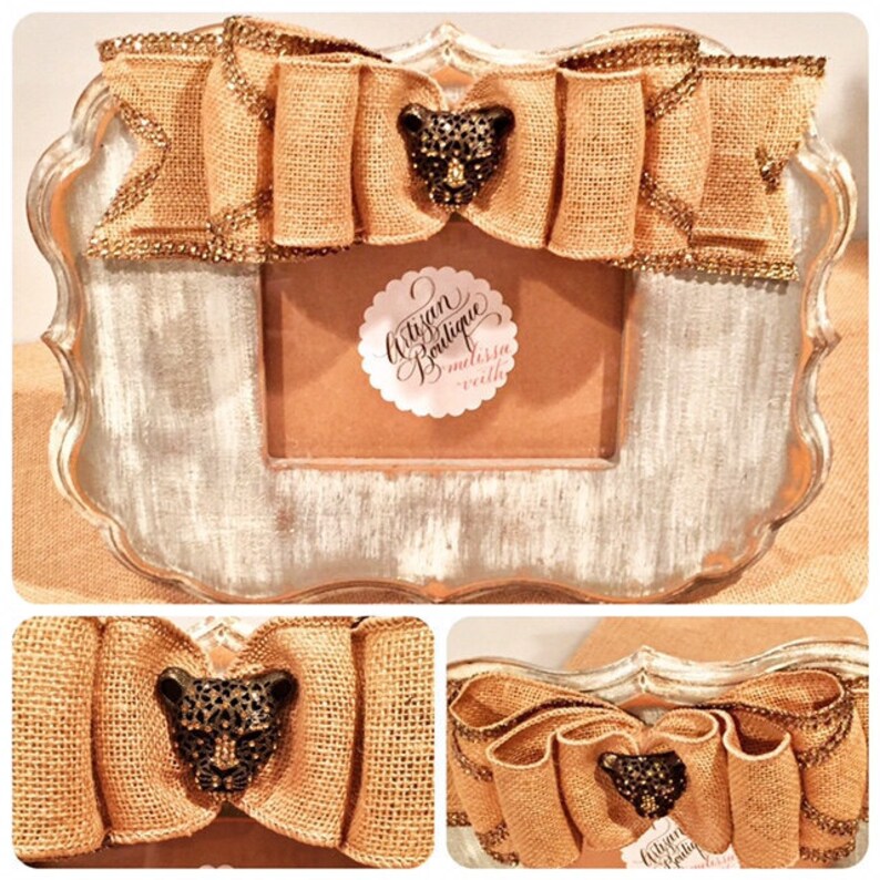 The bronze Cheetah Frame/handmade Frame/frame With Bow/embellished ...